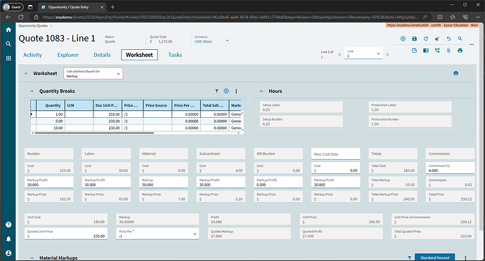 Dynamically Price A Quote Based On Item Costs Without A Pricelist