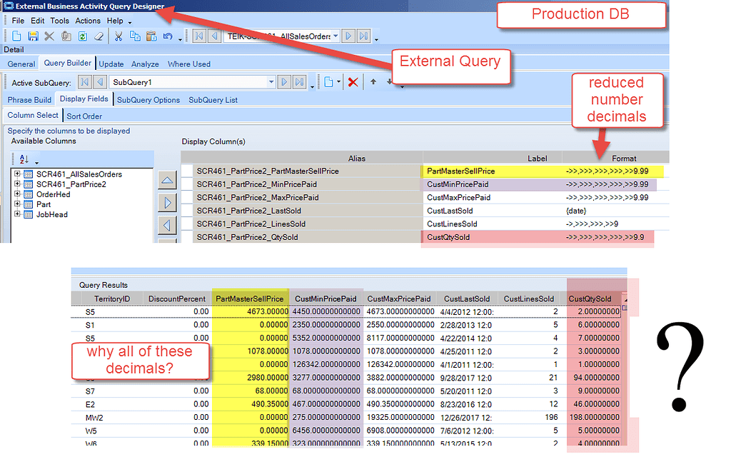 External Query - Decimals shown / Format - Epicor ERP 10 - Epicor User ...