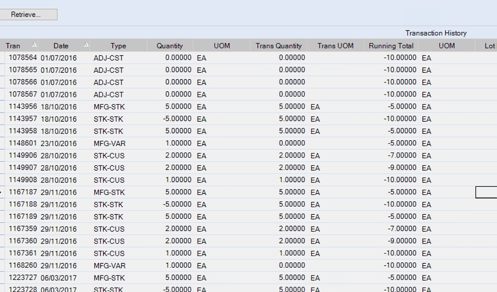 Part Transaction History Tracker gone crazy?! - Epicor ERP 9 - Epicor ...