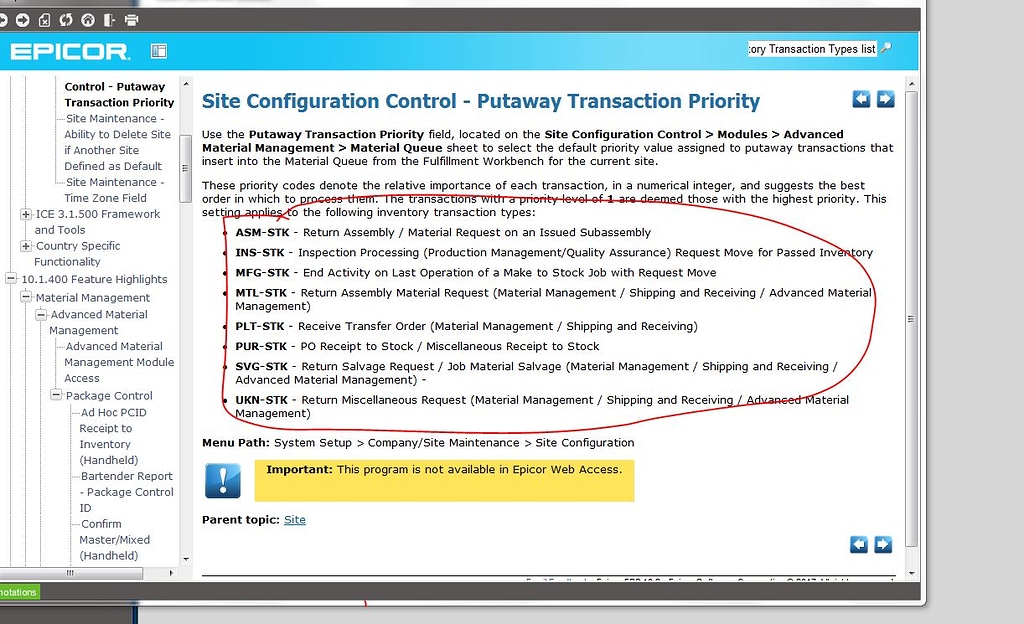 Inventory Transaction Types List - Epicor ERP 10 - Epicor User Help Forum
