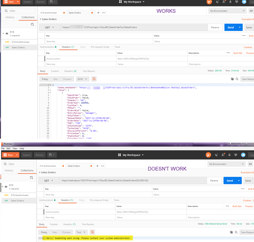 Testing REST SalesOrders service with POSTMAN - Epicor ERP 10 - Epicor ...