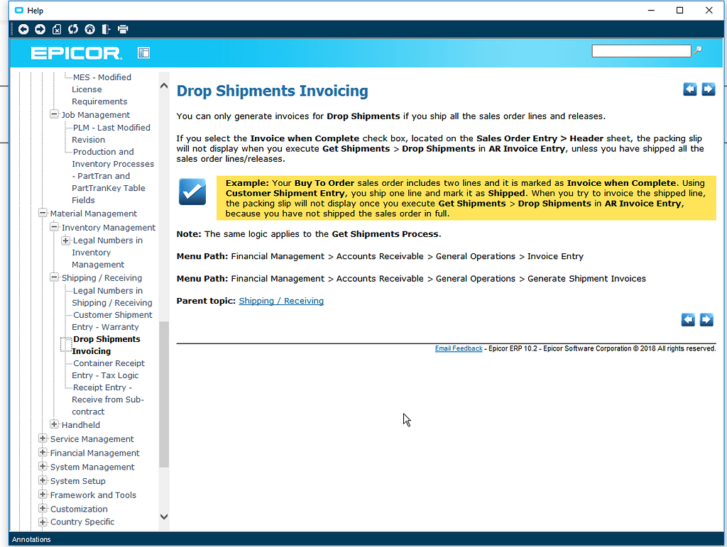Drop Shipments changes in 10.2? - Epicor ERP 10 - Epicor User Help Forum