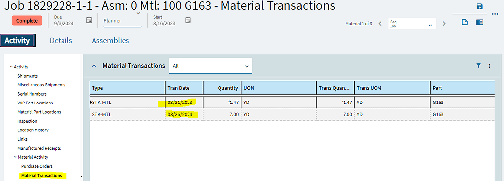Late Material Transactions - Kinetic ERP - Epicor User Help Forum