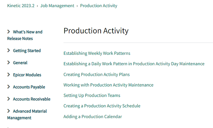Production Activity Tracker \ Setup - Kinetic ERP - Epicor User Help Forum