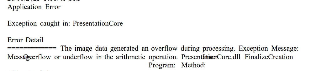Error When Launching The Image Data Generated An Overflow During Processing Kinetic Erp