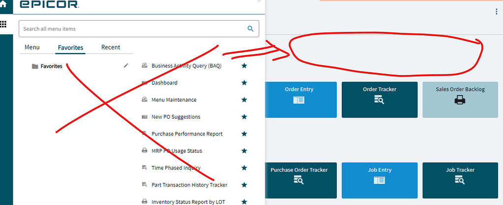 Favorite menus on home screen - Kinetic ERP - Epicor User Help Forum