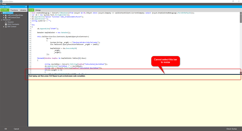 Epicor Function Code Editor Layout Problem Probably A Code 18 Problem Kinetic Erp Epicor
