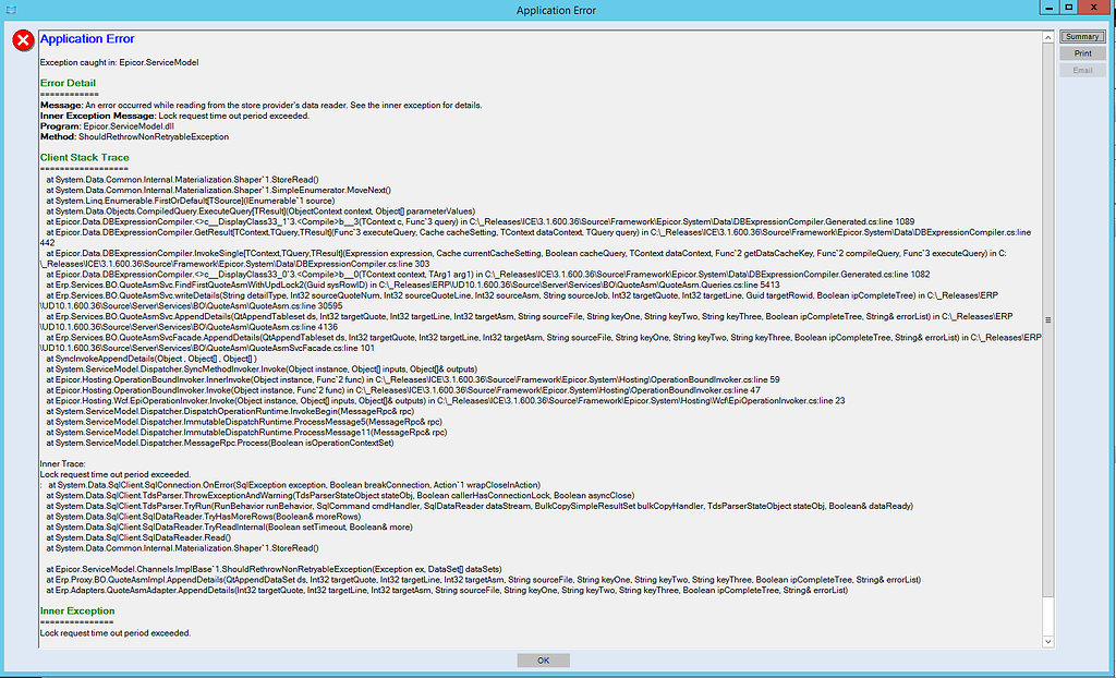 Sql Lock Time Out Issue Epicor Erp 10 Epicor User Help Forum