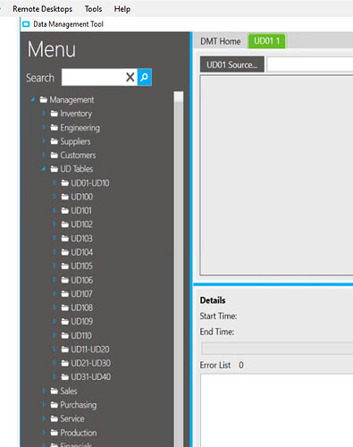 How do you DMT into UD tables? - Kinetic ERP - Epicor User Help Forum