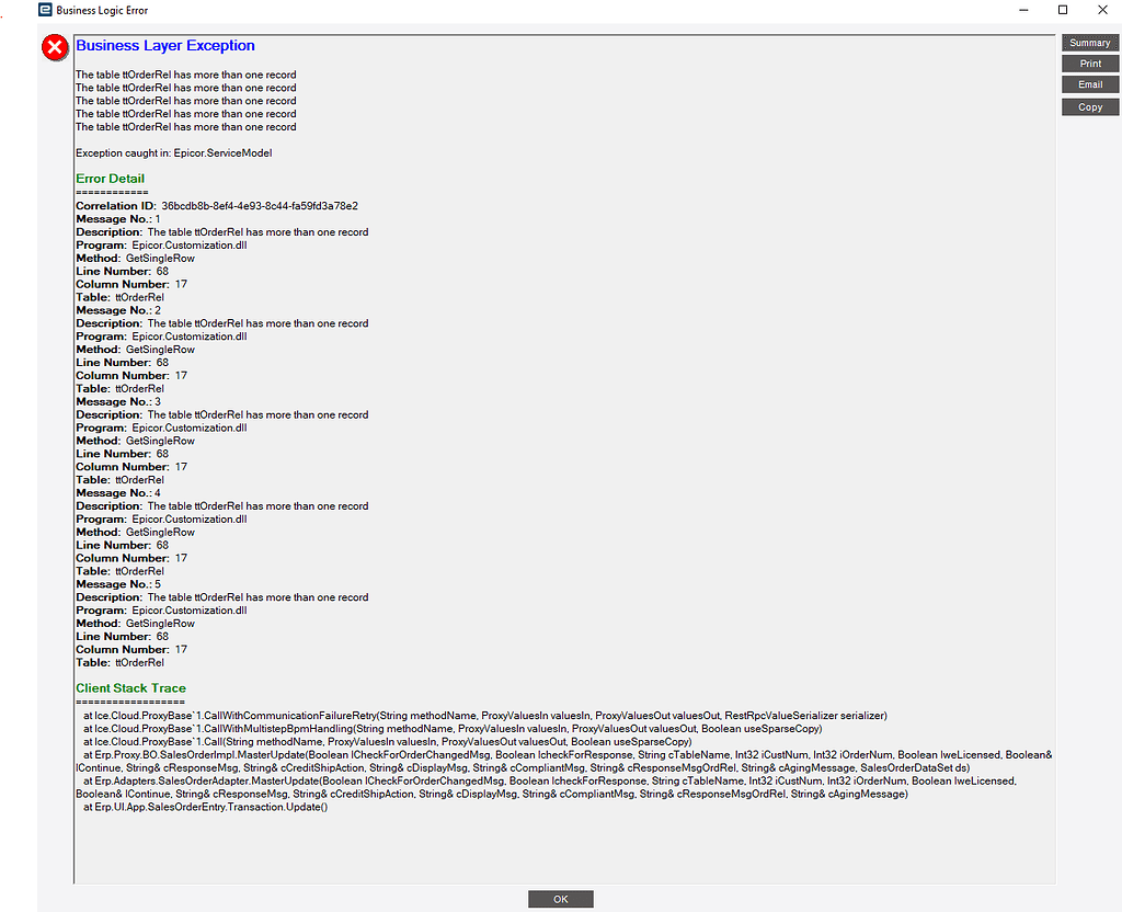 ttOrderRel has more than one record - Epicor ERP 10 - Epicor User Help Forum