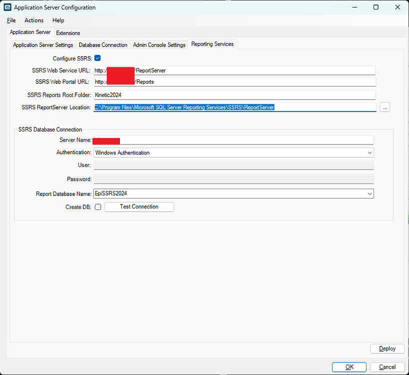 Error Deploying Application Server: SSRS Report Server Location is required - Kinetic ERP ...