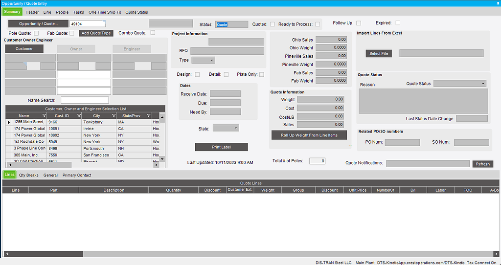 Quote Entry Freezing When Opening a Record - Kinetic ERP - Epicor User Help Forum