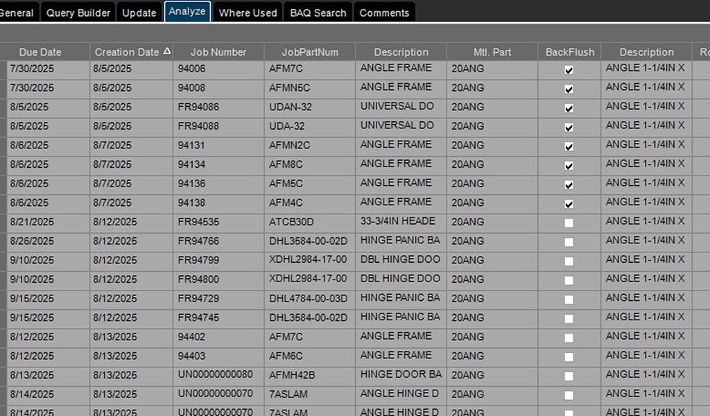 Backflush FALSE on jobs after 8/12 - Kinetic ERP - Epicor User Help Forum