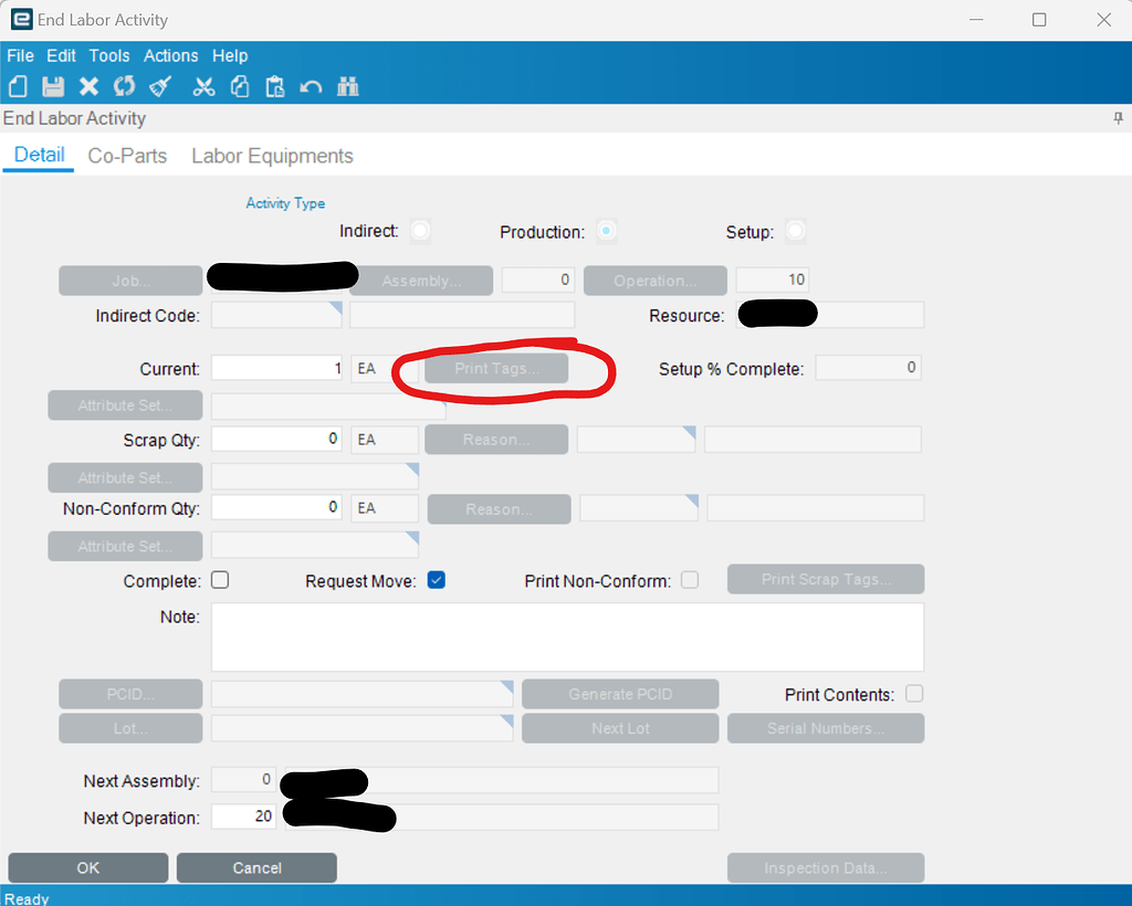 Print Tags in MES End Activity Screen - Kinetic ERP - Epicor User Help ...