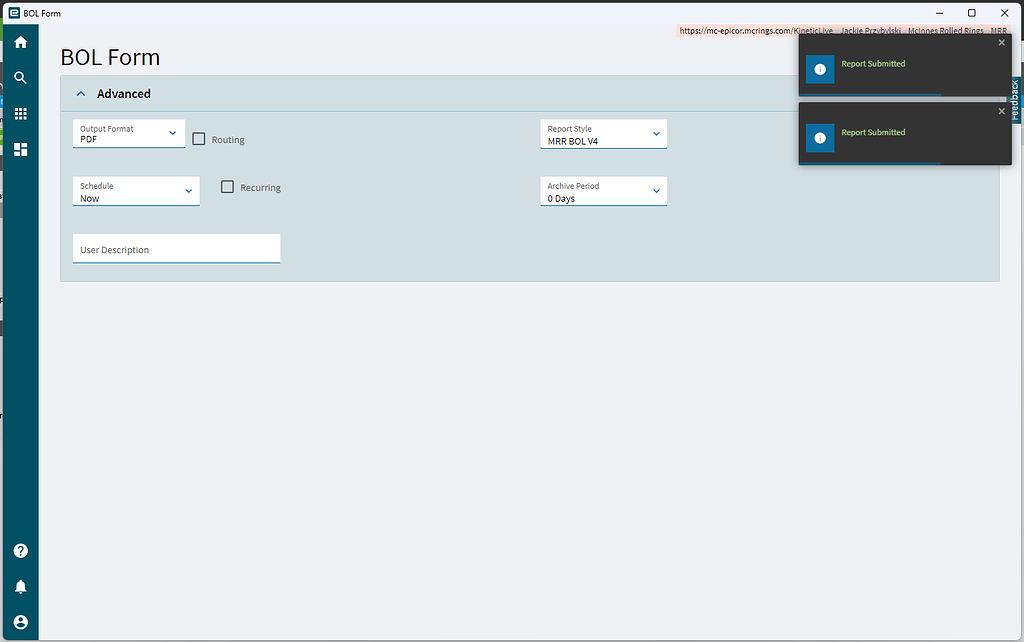 BOL Form Print Request Submitting Twice when using enter Key - Kinetic ...