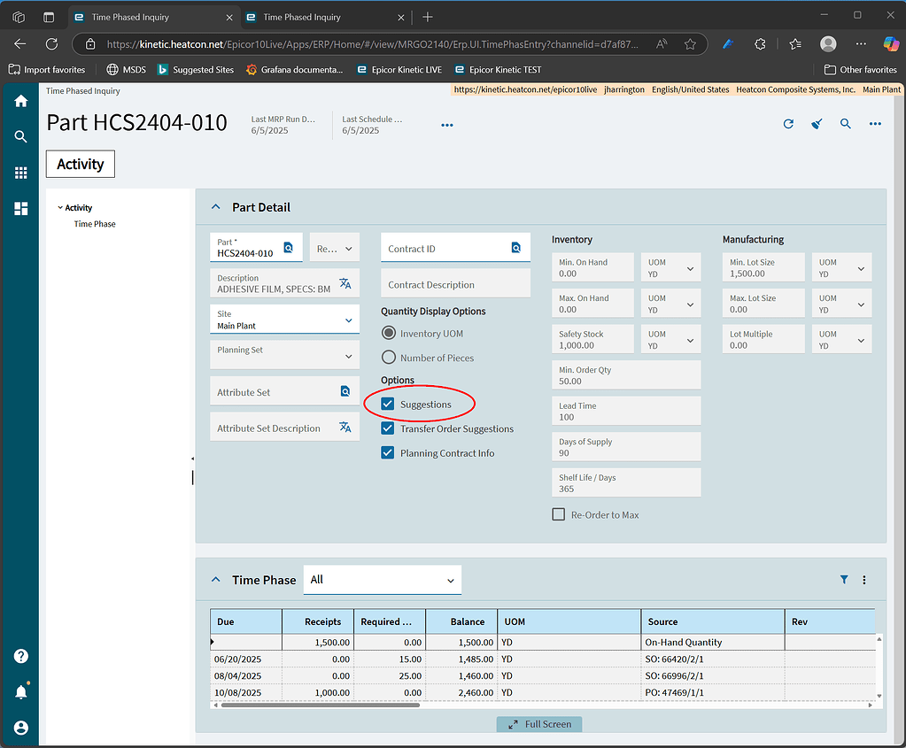 Setting Suggestions Checkbox Status in Time Phase Inquiry to False ...
