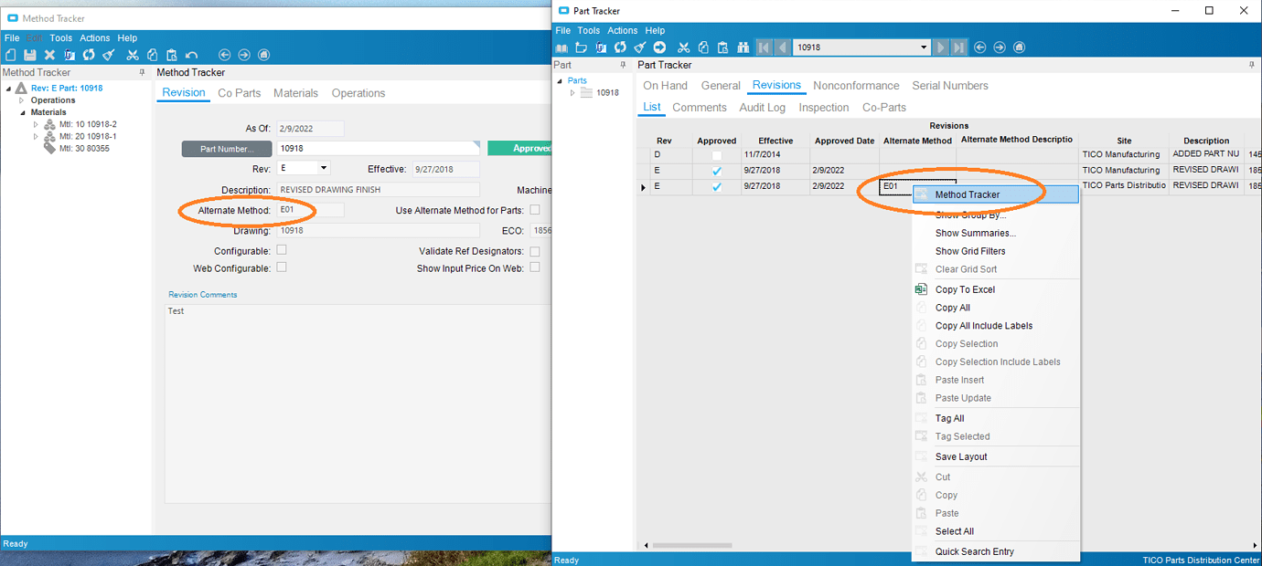 Alternate Method view in Method Tracker - Epicor ERP 10 - Epicor User ...