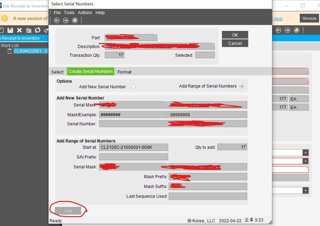 Enable Add Serial Number button - Kinetic ERP - Epicor User Help Forum