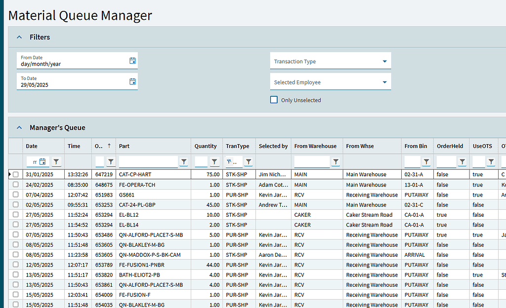 Material Queue Set Filter - Kinetic ERP - Epicor User Help Forum