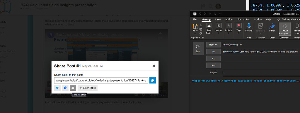 Share > Email Button Bug - Site Feedback - Epicor User Help Forum