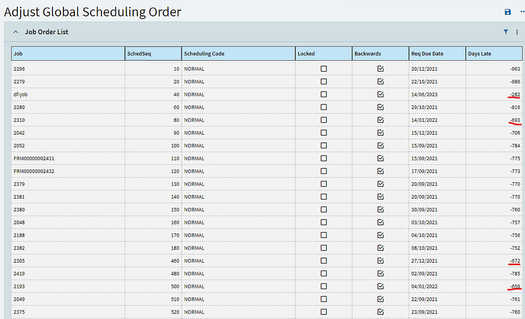 Global Scheduling Order - Kinetic ERP - Epicor User Help Forum