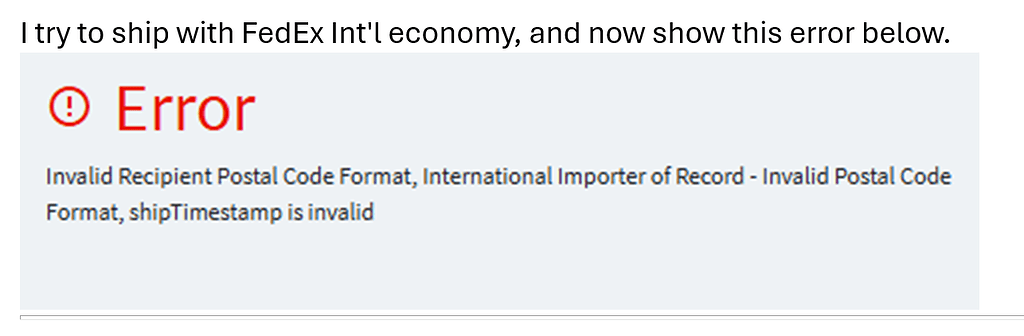 Postal Code error for international - QuickShip - Epicor User Help Forum