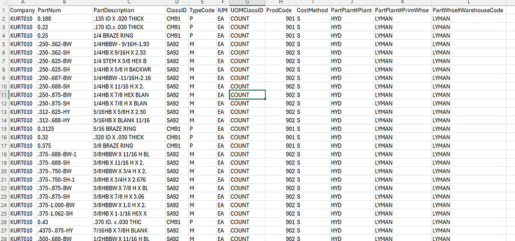 Kinetic ERP DMT Part Load Issue - Kinetic ERP - Epicor User Help Forum