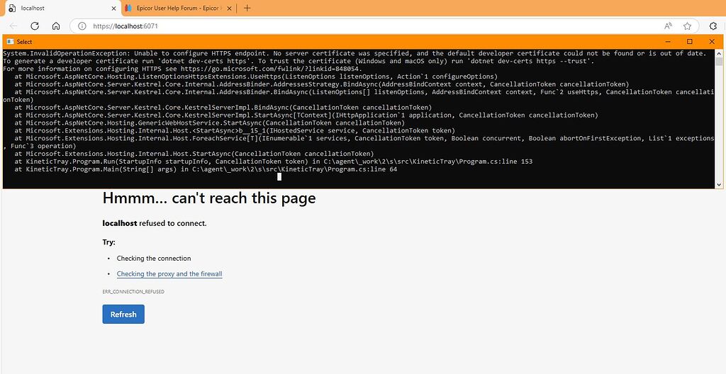 Edge Agent Pilot Error - Kinetic ERP - Epicor User Help Forum