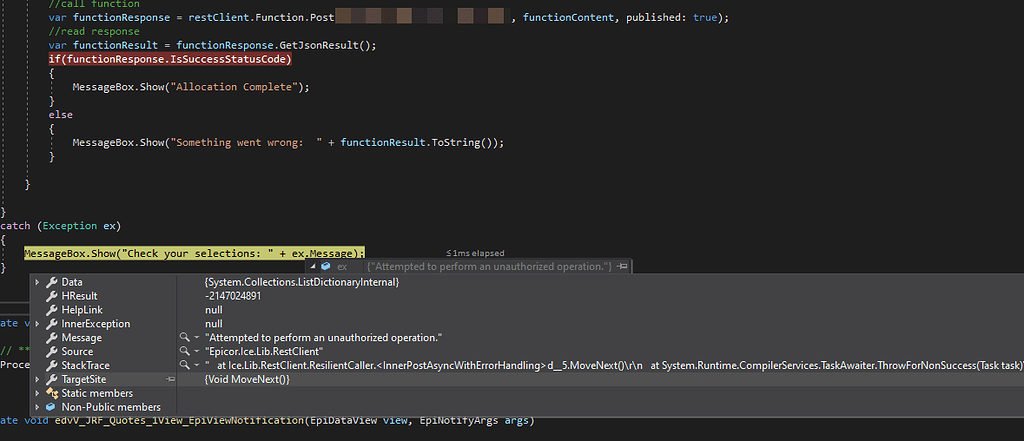 "Attempted to perform an unauthorized operation" error: client side ...