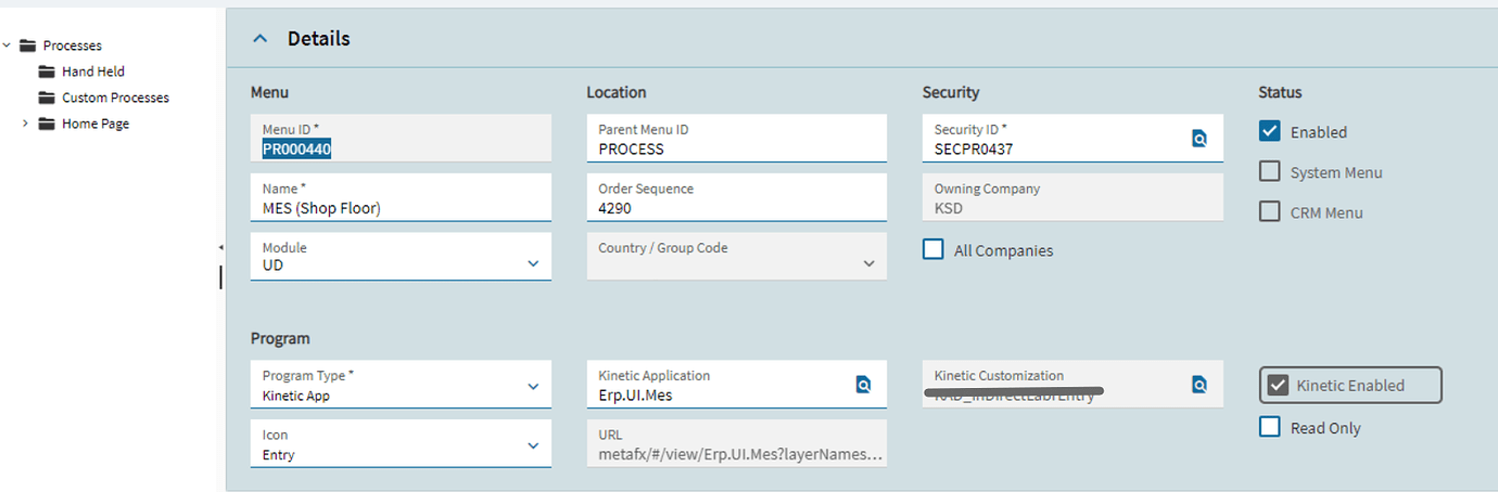 Kinetic MES custom main page. How to make it default - Kinetic ERP ...
