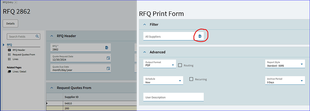 RFQ Printing - Multiple Suppliers - 2024.2 - Kinetic ERP - Epicor User ...