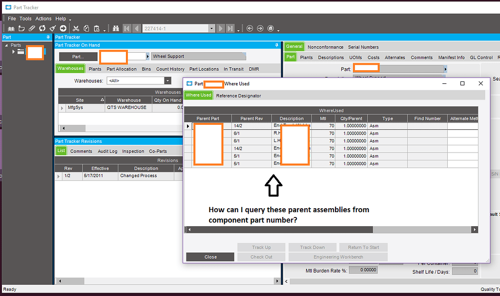 "Where Used" from Part Tracker - Can I recreate this View with Query ...