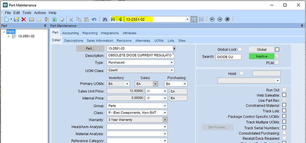 Multipart Entry in Part Maint? - Kinetic ERP - Epicor User Help Forum