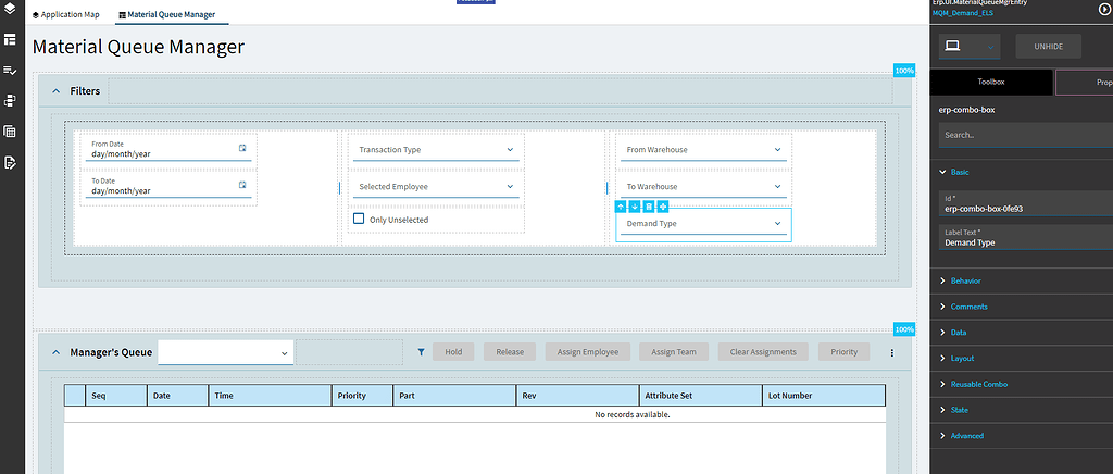 Application Studio - Adding New Filter on Material Queue Manager - Kinetic ERP - Epicor User ...