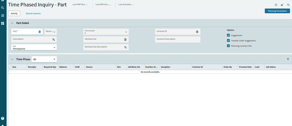 Kinetic Timephased Time phase Inquiry - Kinetic ERP - Epicor User Help ...