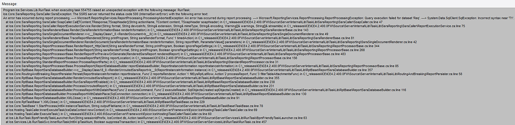 Error on the ssrs report - Kinetic ERP - Epicor User Help Forum