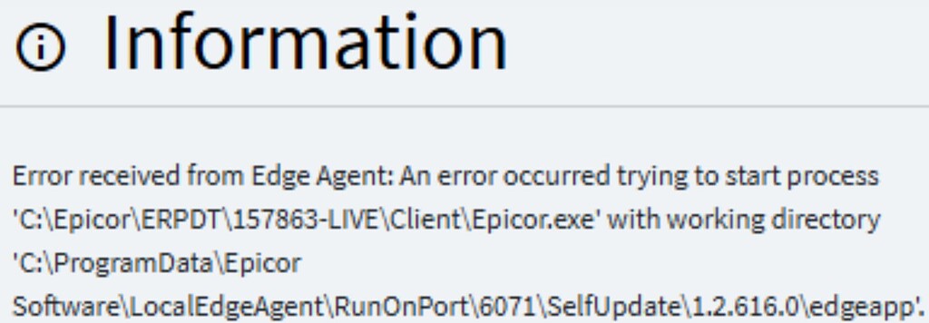 Error message after installing Edge agent - Kinetic ERP - Epicor User ...