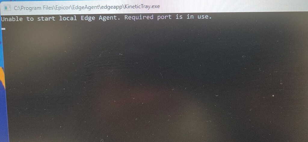 Edge Agent "Required Port is in use" error when another user logs into ...