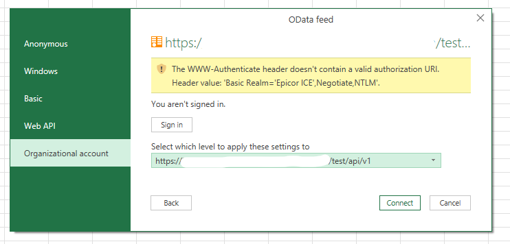 AzureAd credentials to retrieve OData feed from excel - Kinetic ERP - Epicor User Help Forum