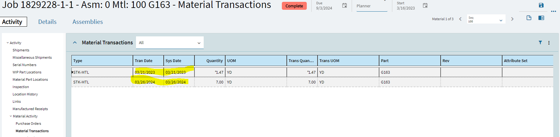 Late Material Transactions - Kinetic ERP - Epicor User Help Forum