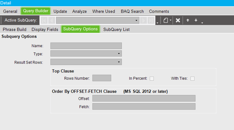 BAQ - SubQuery Option in Kinetic view - Kinetic ERP - Epicor User Help Forum