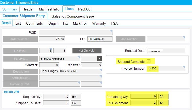 Customer Shipment Entry Stuck - Epicor ERP 10 - Epicor User Help Forum