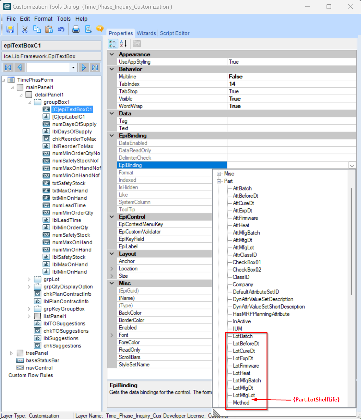 Availability of the Part.LotShelfLife field in Time Phase Inquiry ...