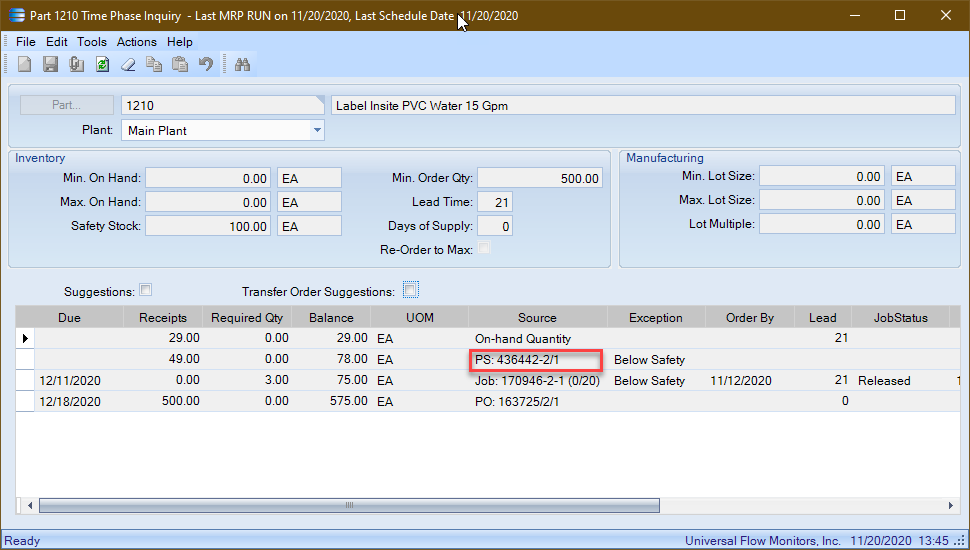 Time Phase Source, PS? - Epicor ERP 9 - Epicor User Help Forum