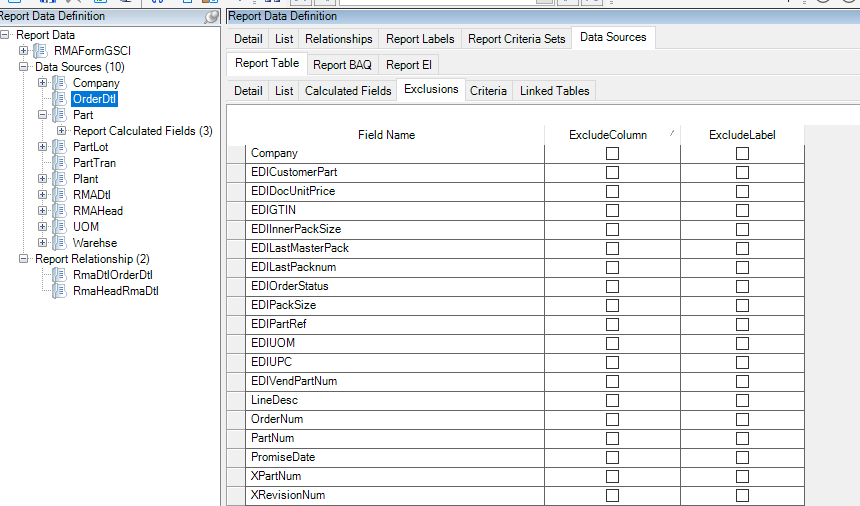 New Dataset and new data field - RMA Form - Epicor 11, SRSS - Kinetic ...