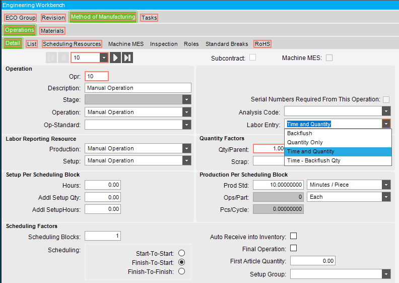 Backflush std cycle time for operations on job level - Epicor ERP 10 ...