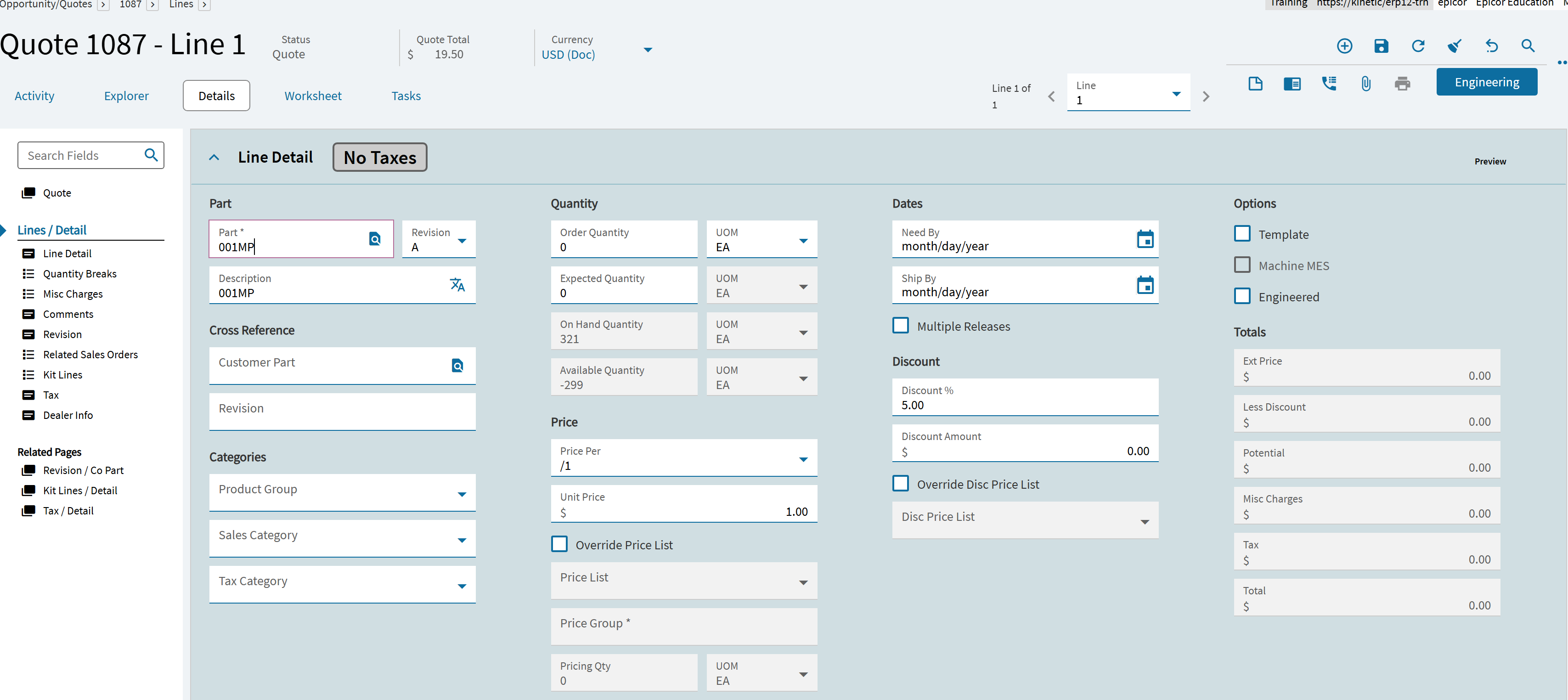 Creating a Quote from a Template - Kinetic ERP - Epicor User Help Forum