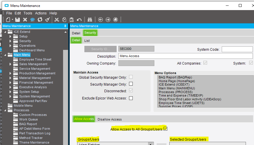 MES Menu - Epicor ERP 10 - Epicor User Help Forum