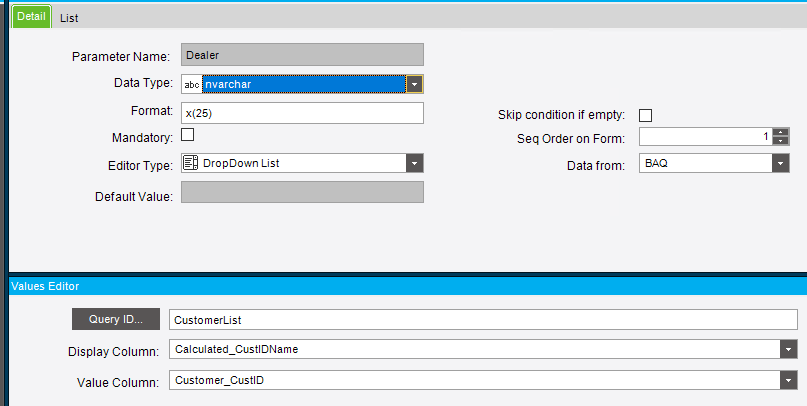 Application Studio - Pass Parameter to BAQ - Kinetic ERP - Epicor User Help Forum
