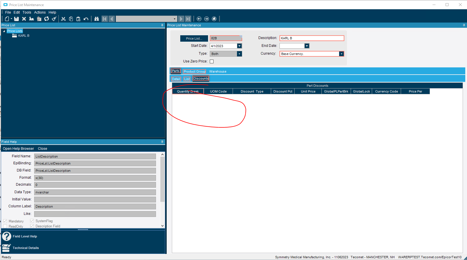 Epicor Function UpdateExt: Updating PLPartBrk table from QuoteQty ...